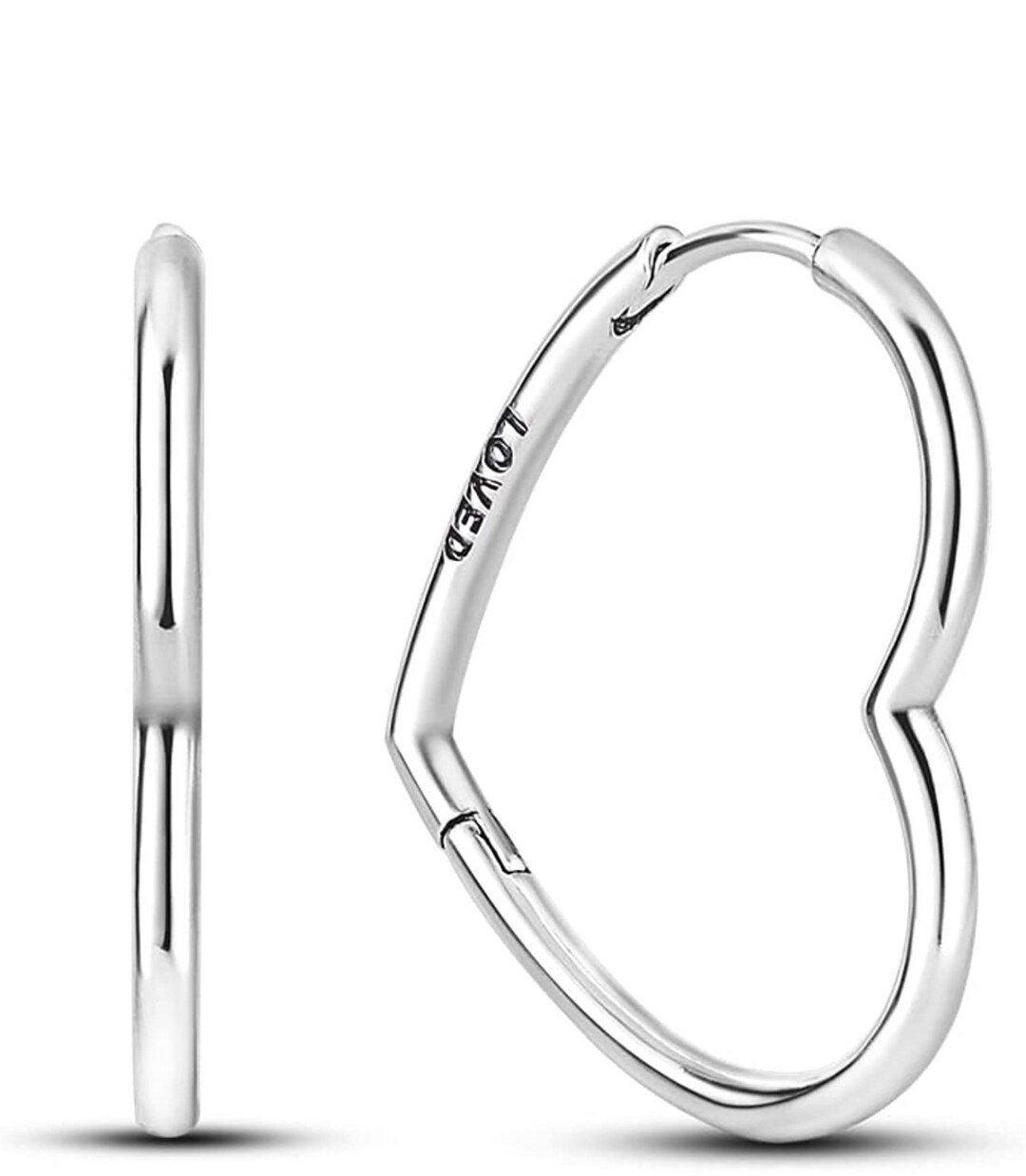 Sterling Silver Hoop Heart Earrings Silver Hoop Earrings for Women Hoop ...