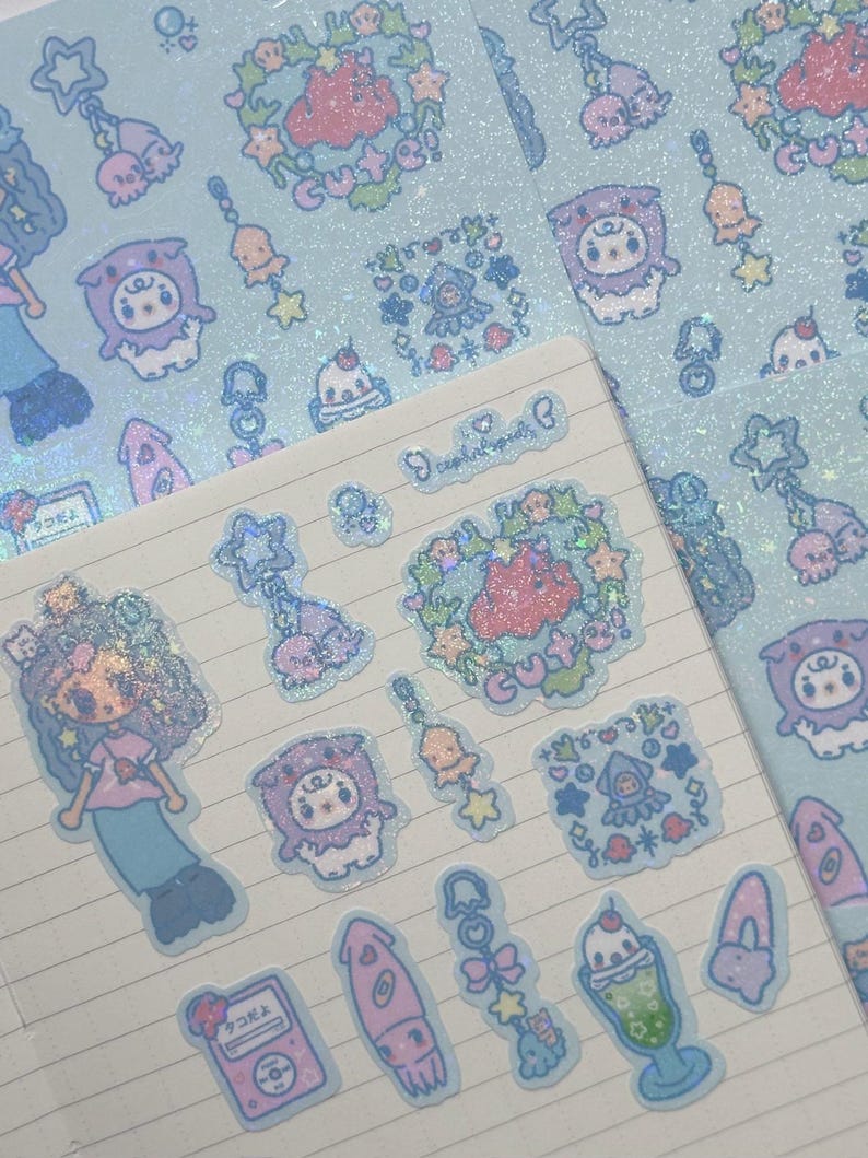 I Love Cephalopods Sticker Sheet | Cute Handmade Sticker Sheet ...