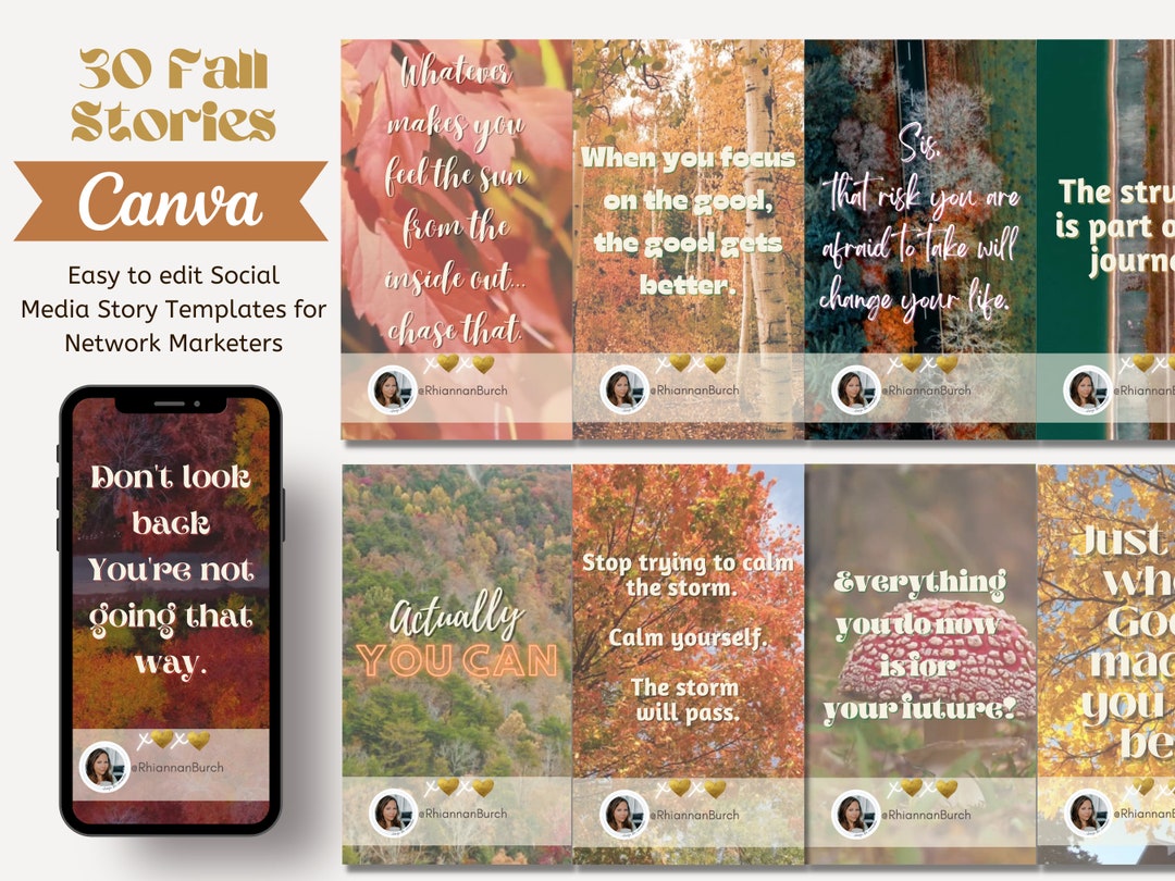 30 Animated Fall Stories Canva Templates of Inspirational Quotes With ...