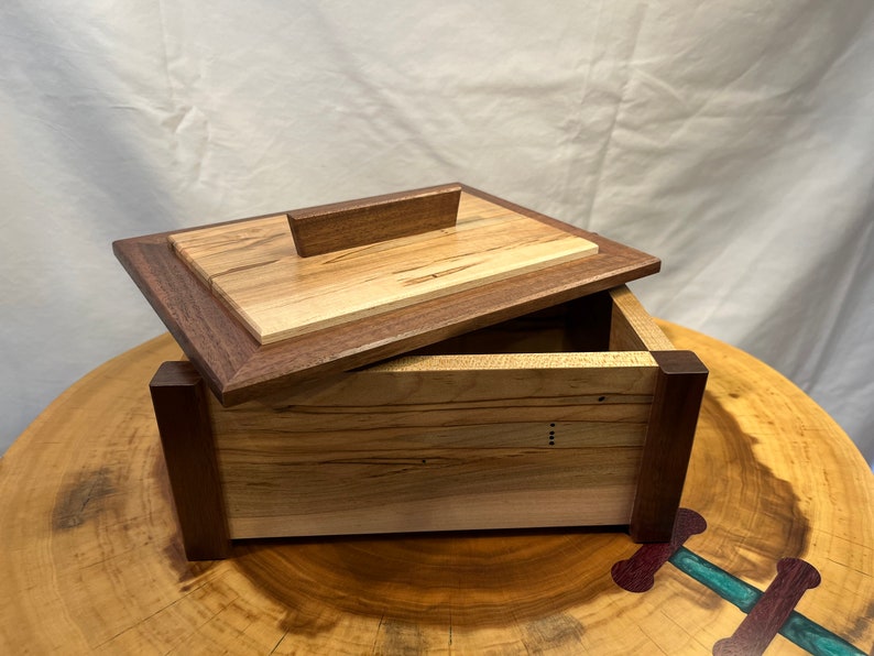 Wood Box / Wooden Box With Lift off Lid / Legs/ Feet / Hand Crafted ...