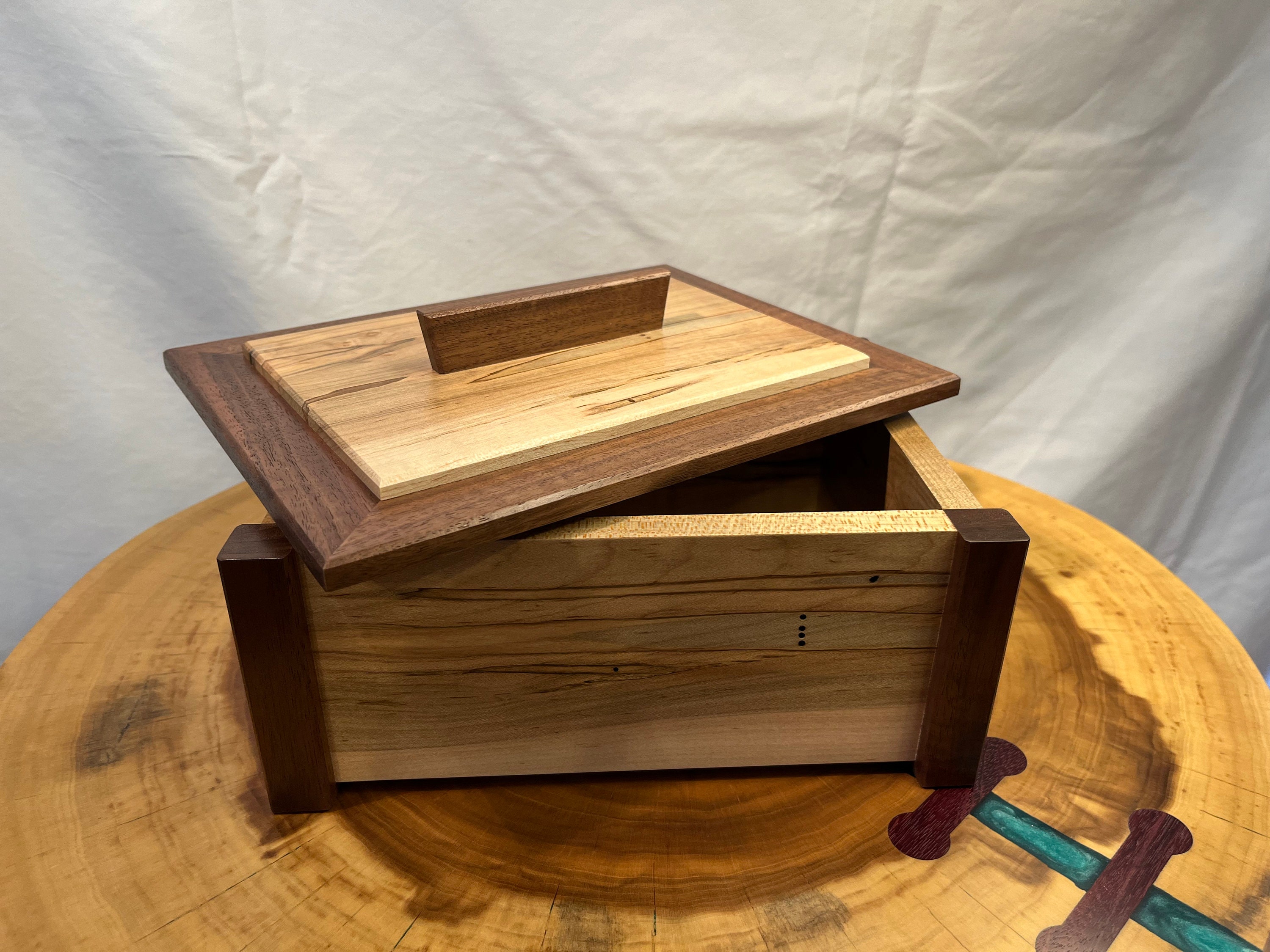 Wood Box / Wooden Box With Lift off Lid / Legs/ Feet / Hand Crafted ...