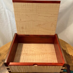 Wood Box / Wooden Box With Inlayed Lid / Wood Hinged Lid / Hand Crafted ...