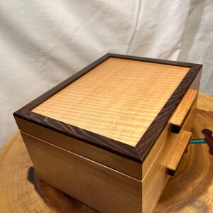 Wood Box / Wooden Box With Hinged Lid / Drawer / Hand Crafted ...