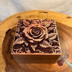 Rose Box / Wood Box / Wooden Box With Lid / Hand Crafted / 3D Laser ...