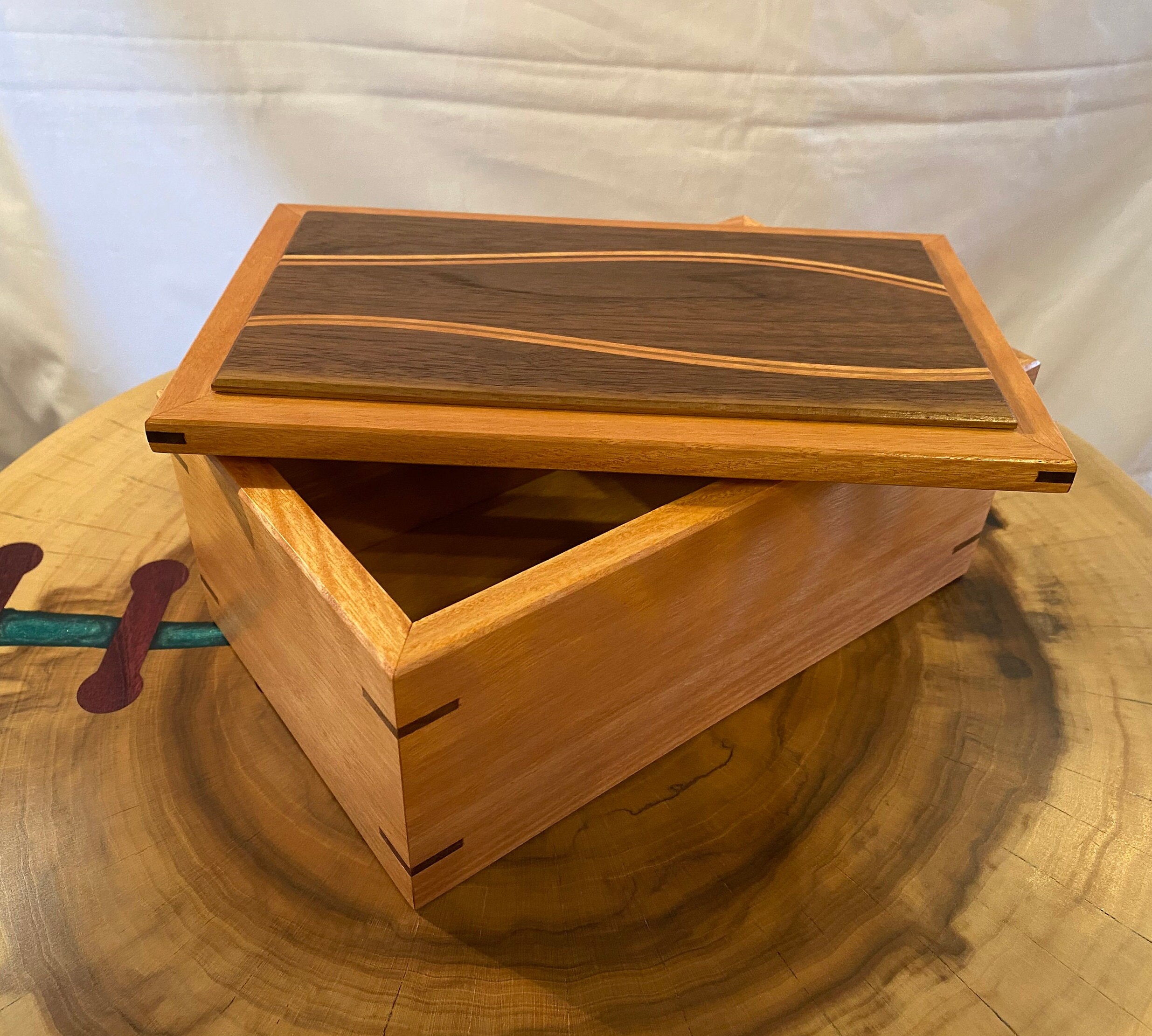 Wood Box / Wooden Box With Lid / Hand Crafted / Inlay Lid / - Etsy
