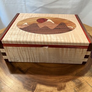 Wood Box / Wooden Box With Inlayed Lid / Wood Hinged Lid / Hand Crafted ...