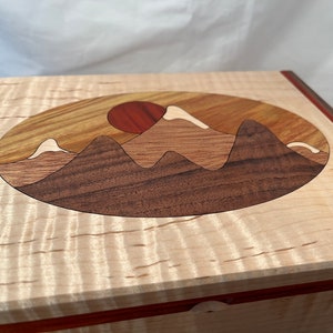 Wood Box / Wooden Box With Inlayed Lid / Wood Hinged Lid / Hand Crafted ...