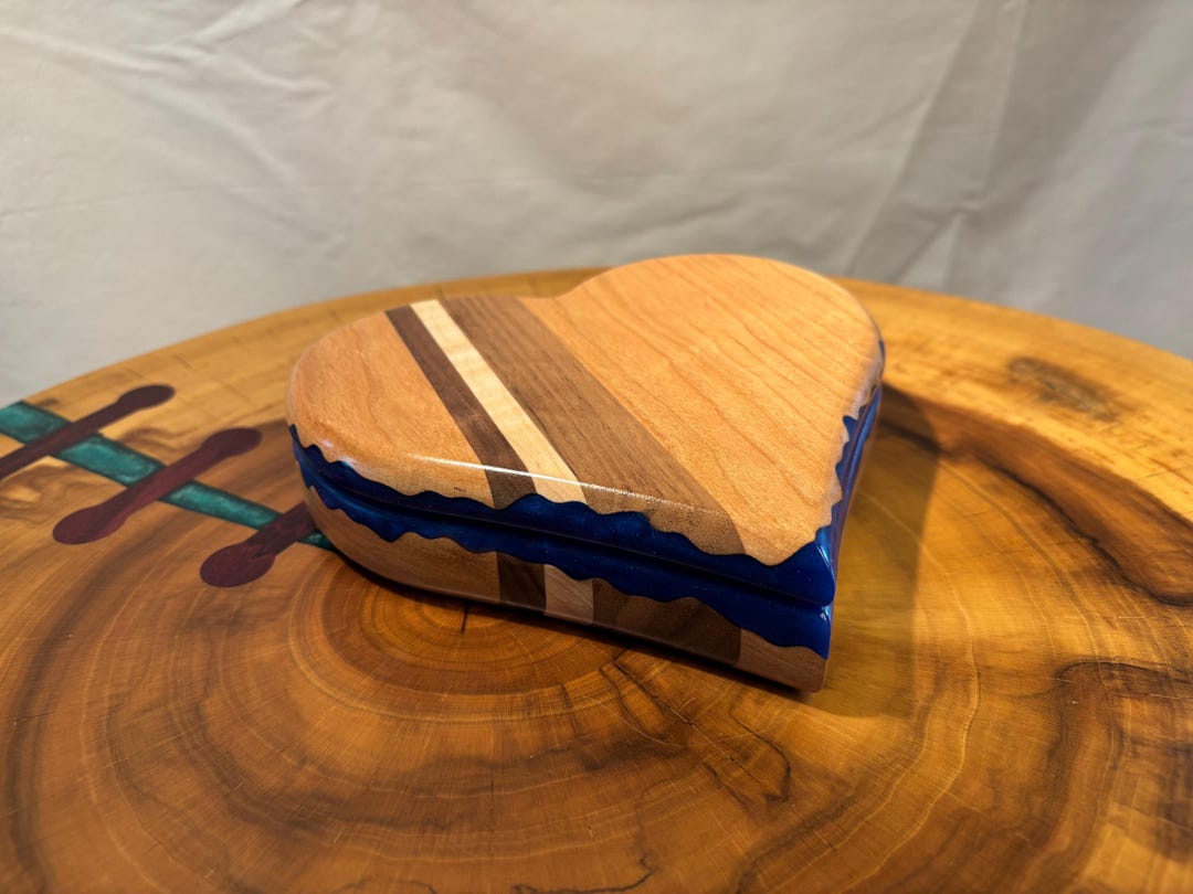 Wood Heart Resin Box / Wooden Box With Lid / Valentines Day / Keepsake ...