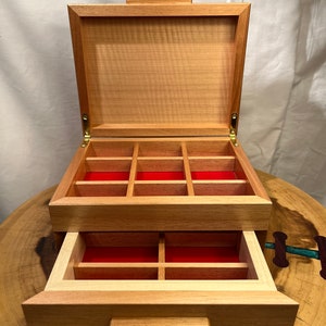 Wood Box / Wooden Box With Hinged Lid / Drawer / Hand Crafted ...