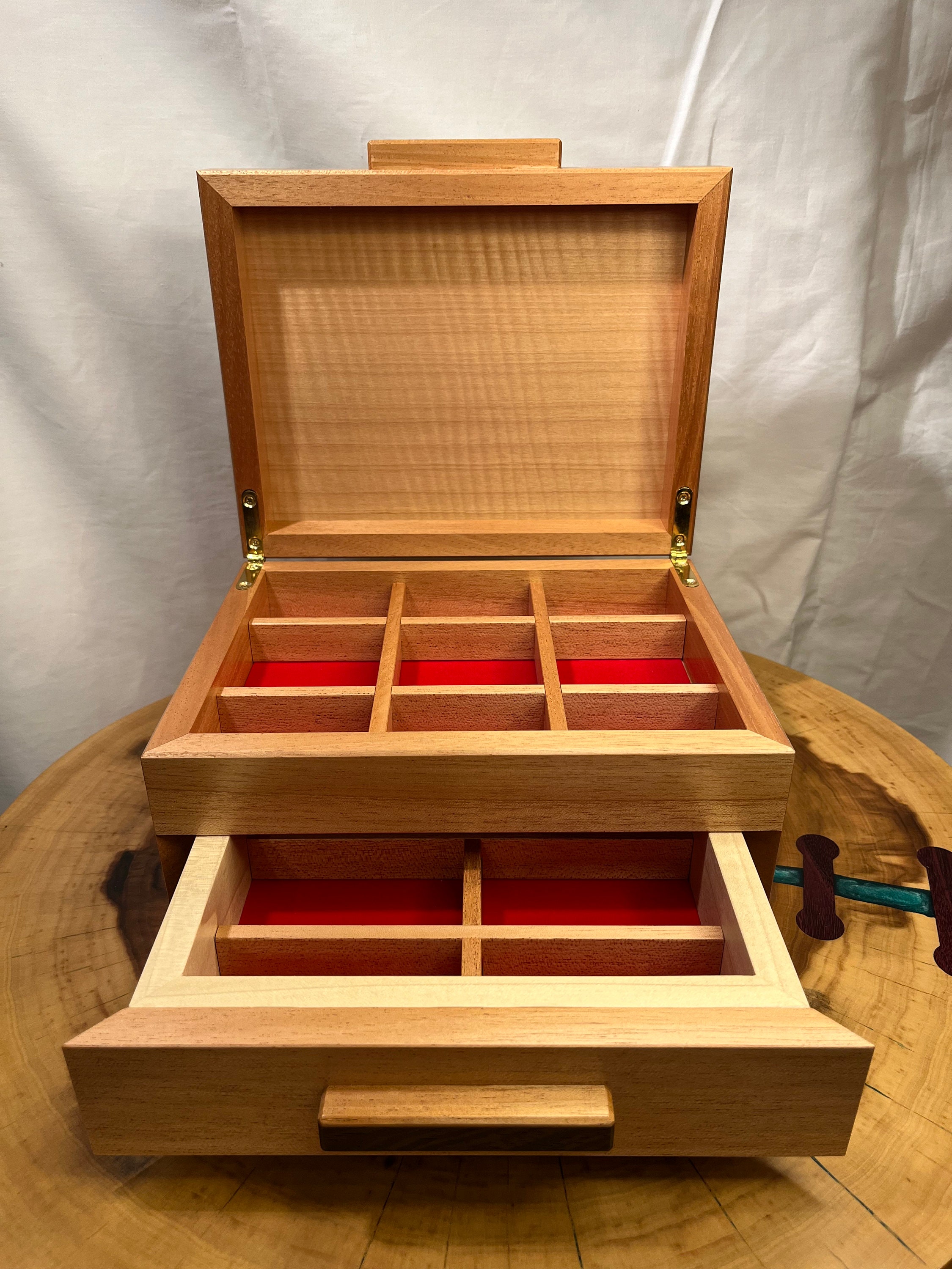 Wood Box / Wooden Box With Hinged Lid / Drawer / Hand Crafted ...