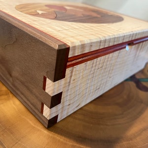 Wood Box / Wooden Box With Inlayed Lid / Wood Hinged Lid / Hand Crafted ...