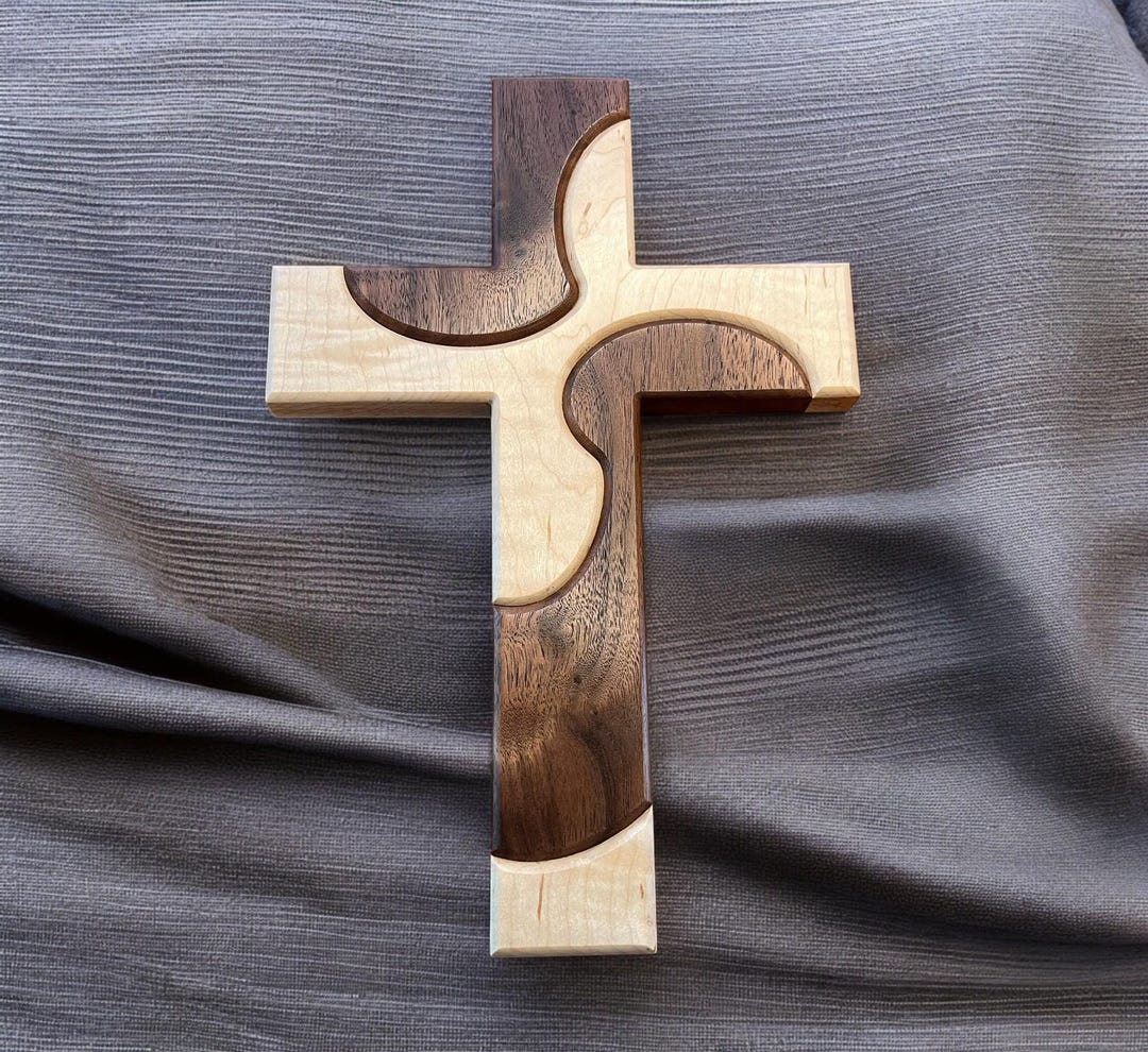 Wood Cross | Wall Decor | Wall Art | Hardwood Cross | Walnut and Maple ...
