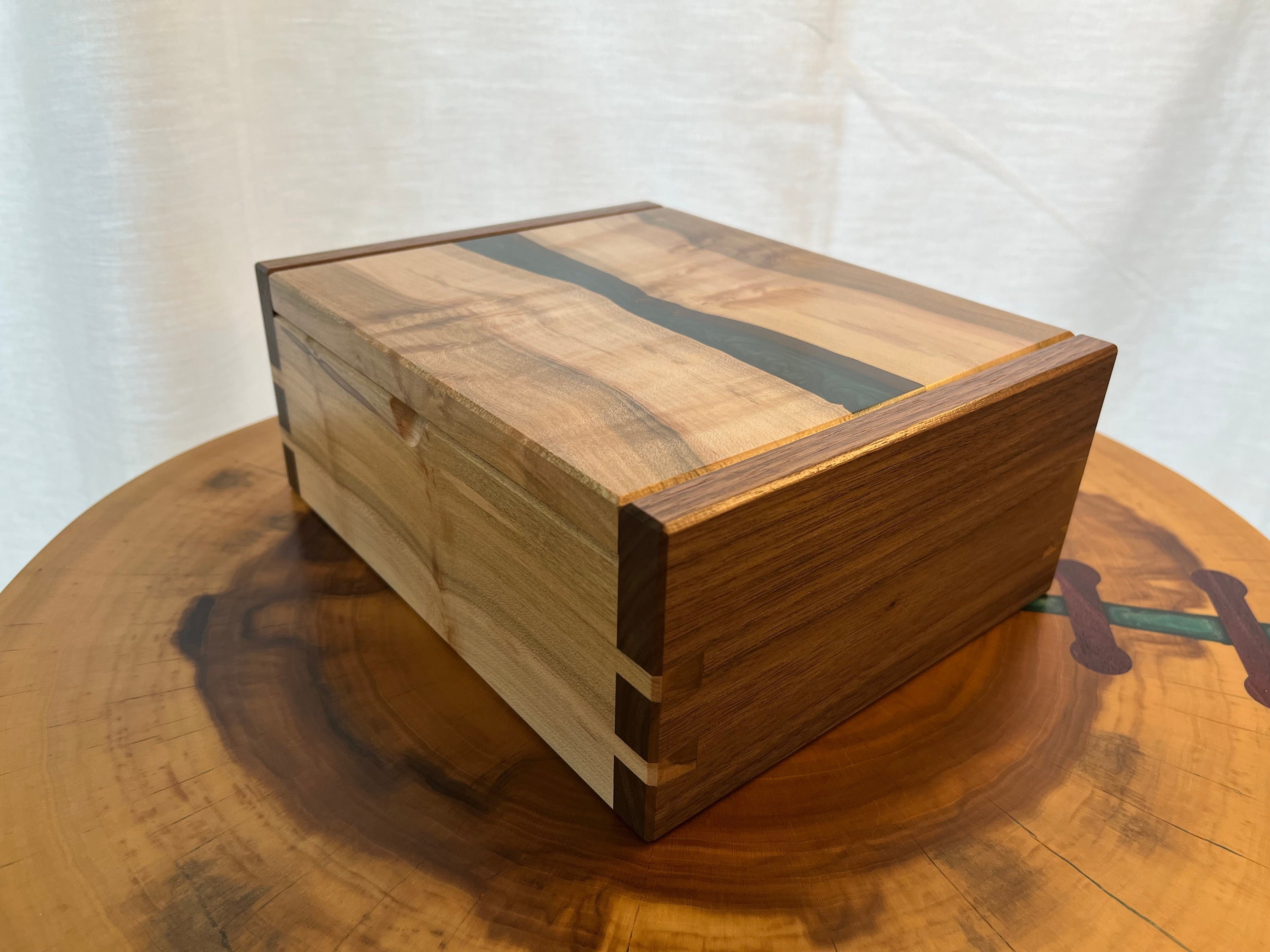 Wood Box / Wooden Dovetail Box With Lid / Wood Hinged Lid / Hand ...