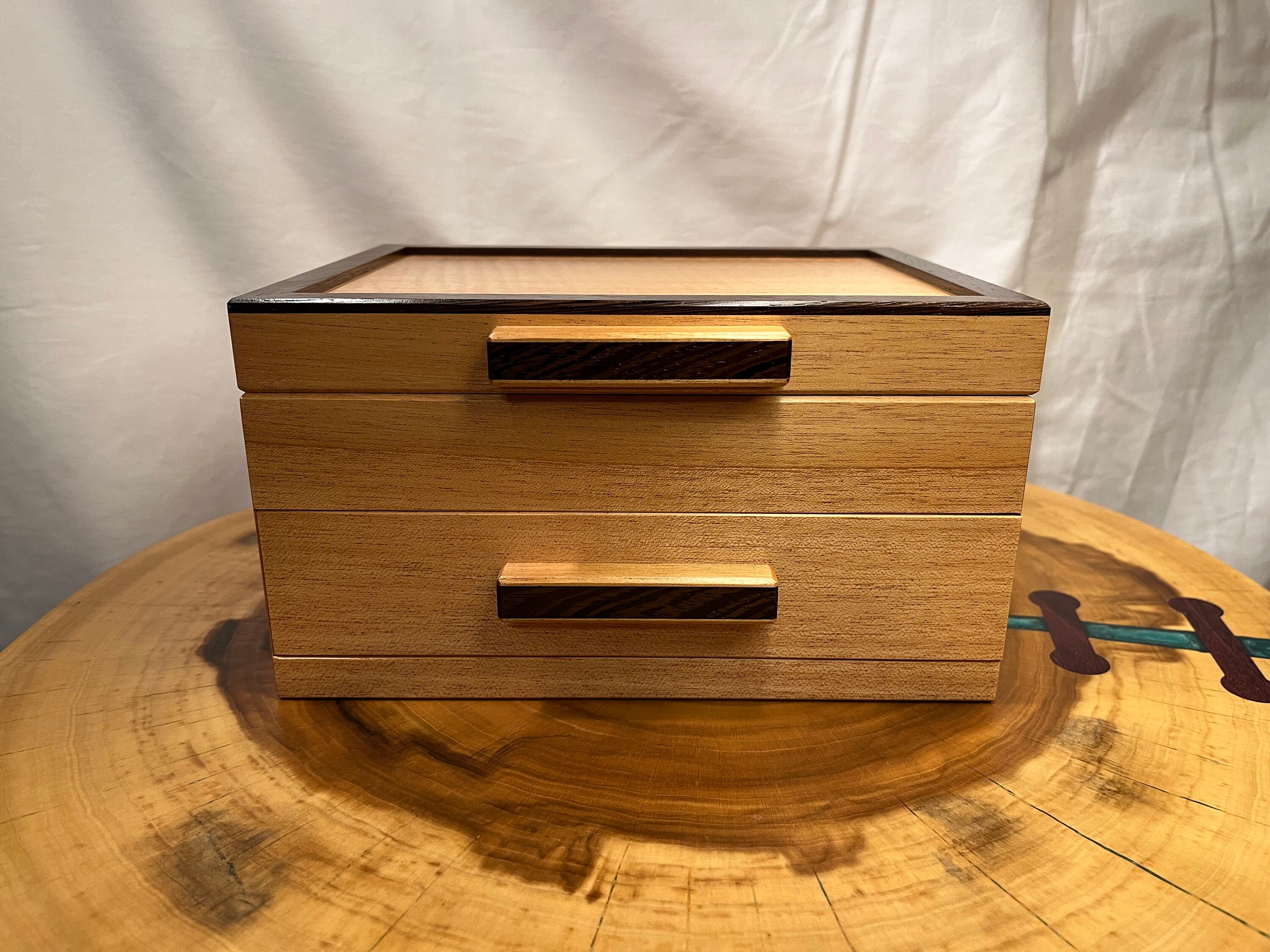 Wood Box / Wooden Box With Hinged Lid / Drawer / Hand Crafted ...