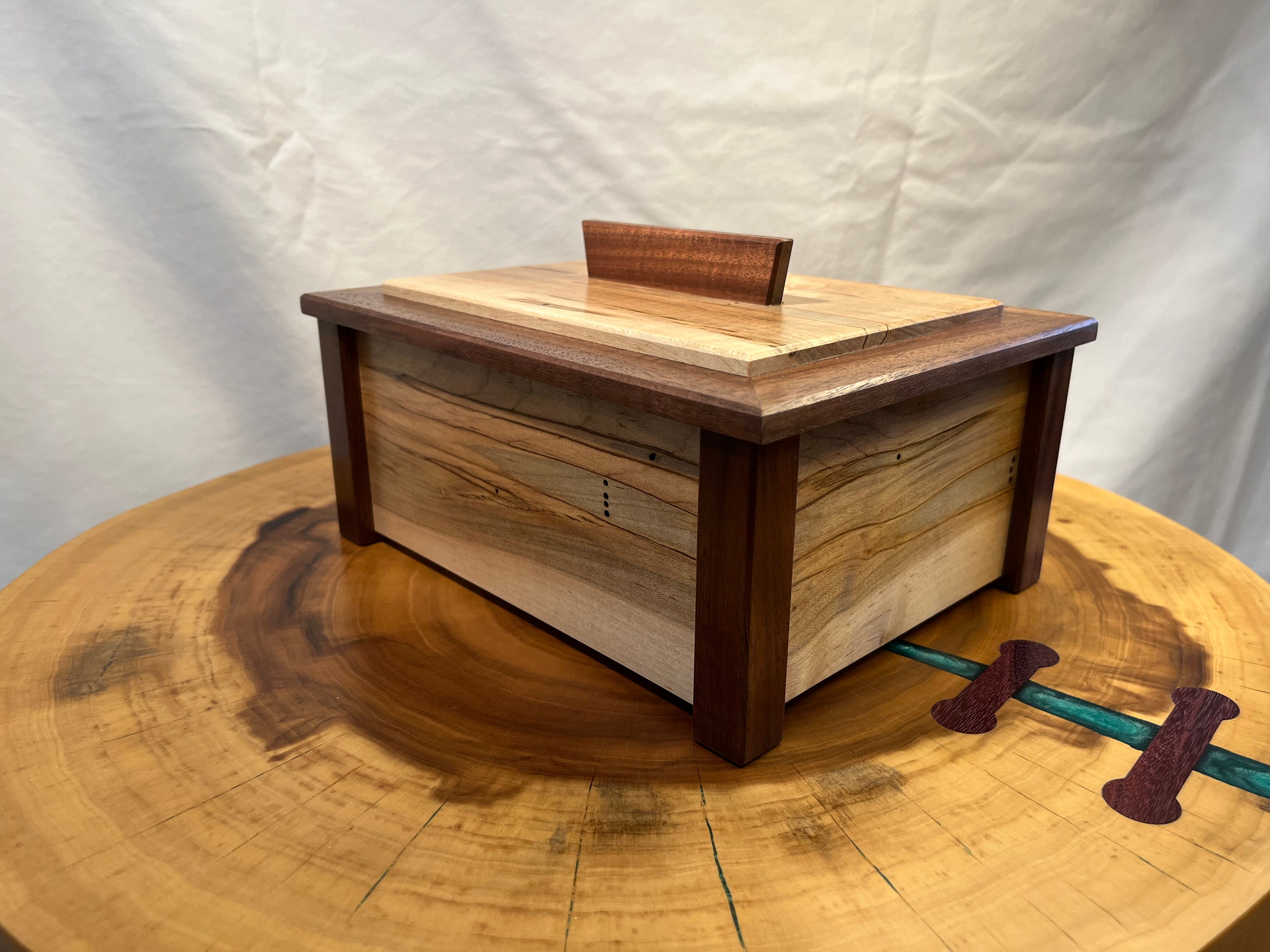 Wood Box / Wooden Box With Lift off Lid / Legs/ Feet / Hand Crafted ...