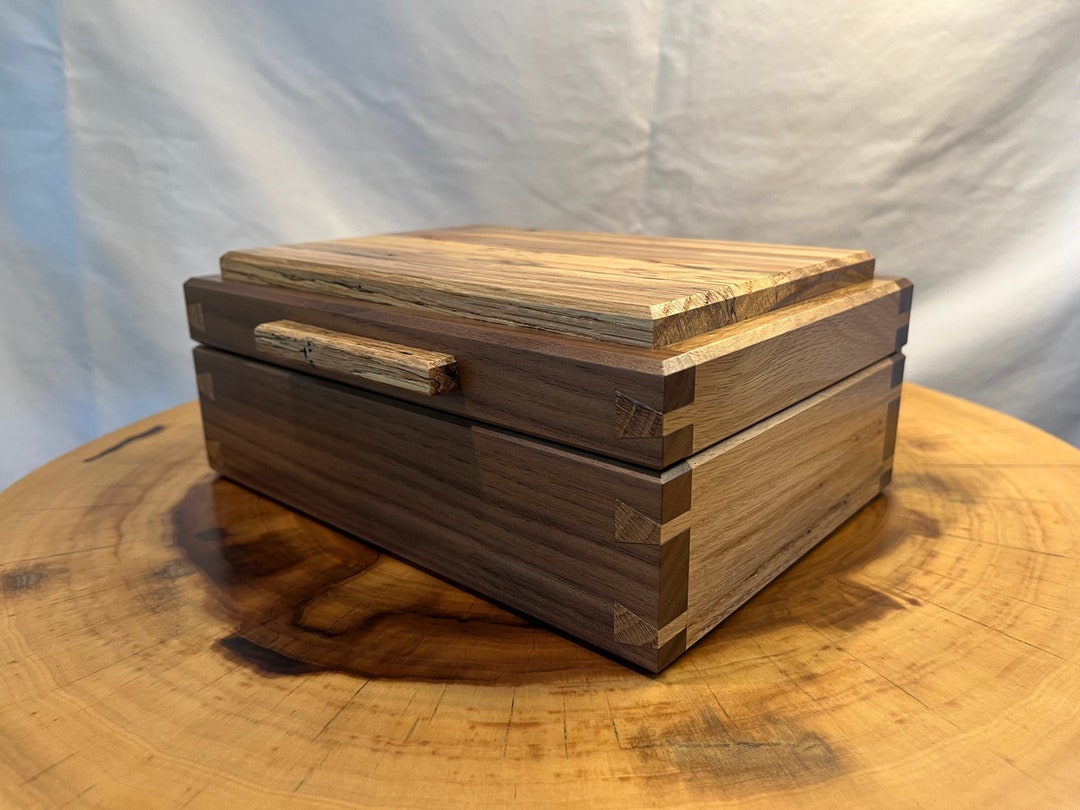 Wood Box / Wooden Dovetail Box With Lid / Hinged Lid / Hand Crafted ...