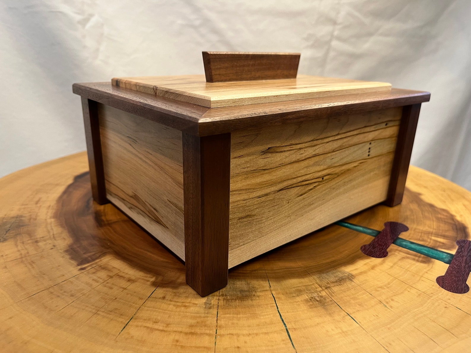Wood Box / Wooden Box With Lift off Lid / Legs/ Feet / Hand Crafted ...
