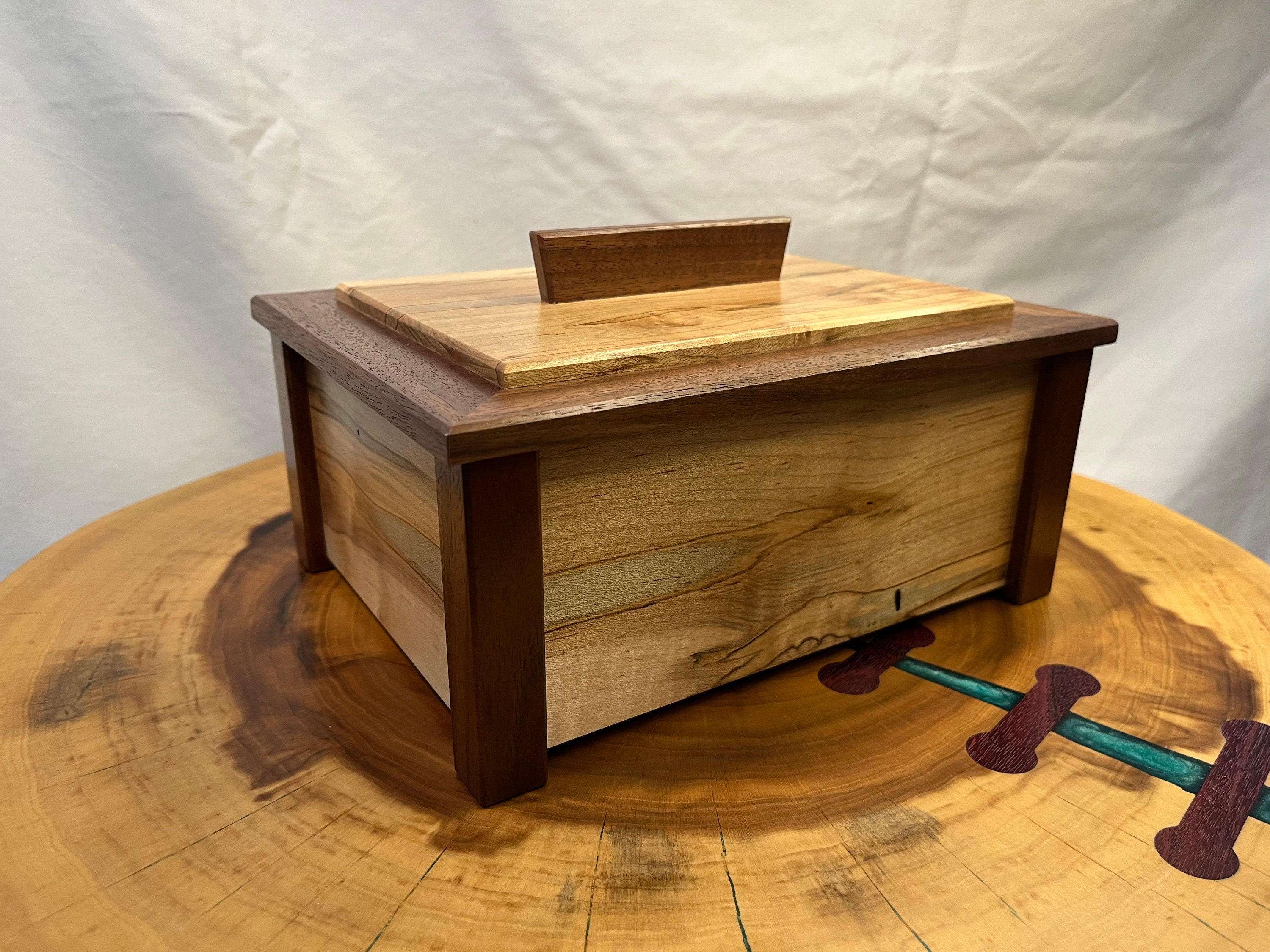 Wood Box / Wooden Box With Lift off Lid / Legs/ Feet / Hand Crafted ...