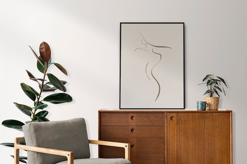 Minimalist Woman Line Art Print, Modern Home Decor, Framed Poster - Etsy