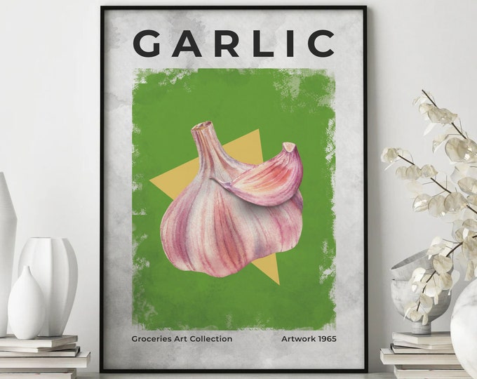 Garlic Wall Art, Garlic Girl Poster Kitchen Decor, Funky Vegetable ...