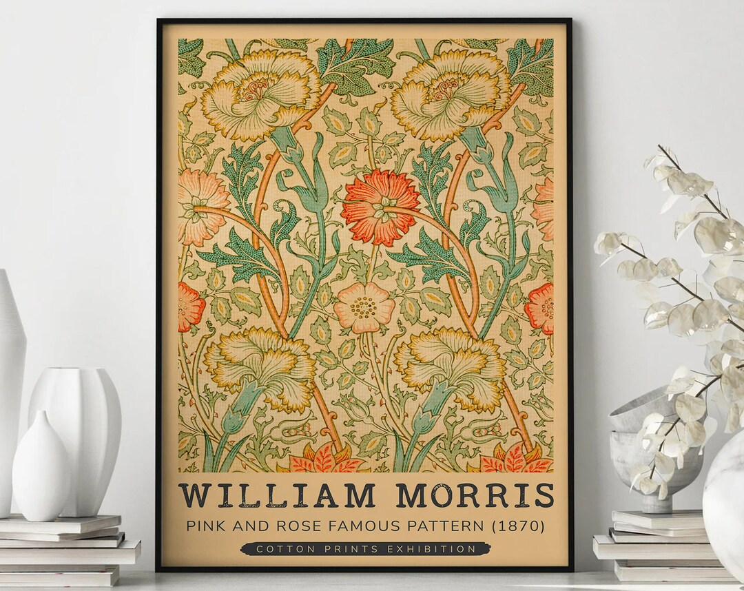 William Morris Pink and Rose Famous Pattern 1870 Poster Print Printable ...