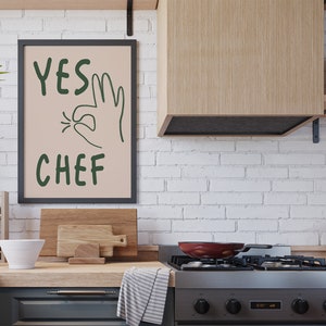 Yes Chef Poster Poster, Kitchen Wall Art, Chef Print, Typography Print ...