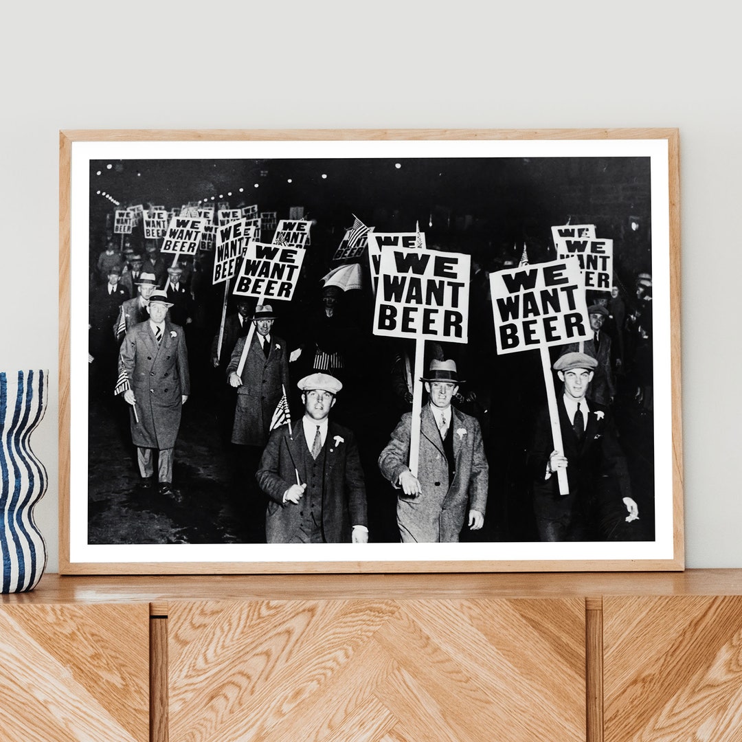 Prohibition Beer Protest Poster, Vintage Black and White Wall Art - Etsy