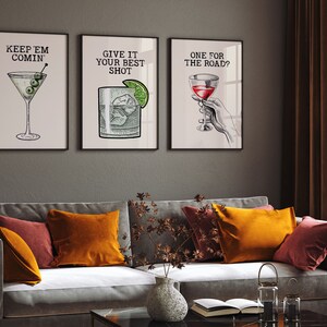 Bar Retro Poster Set of 3, Bar Cart Wall Art Set, Cheers Print, Bar ...