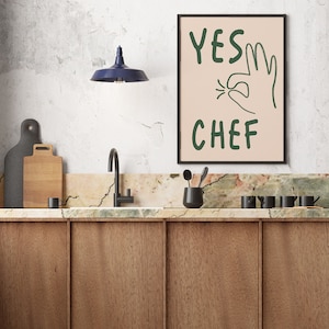 Yes Chef Poster Poster, Kitchen Wall Art, Chef Print, Typography Print ...