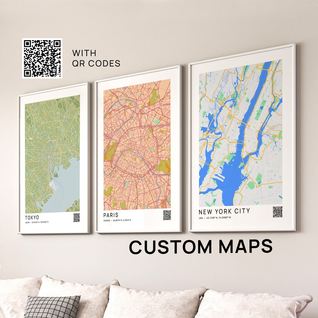 Custom Map Print, Map Print Art, Custom City Map Art, Personalized Map ...