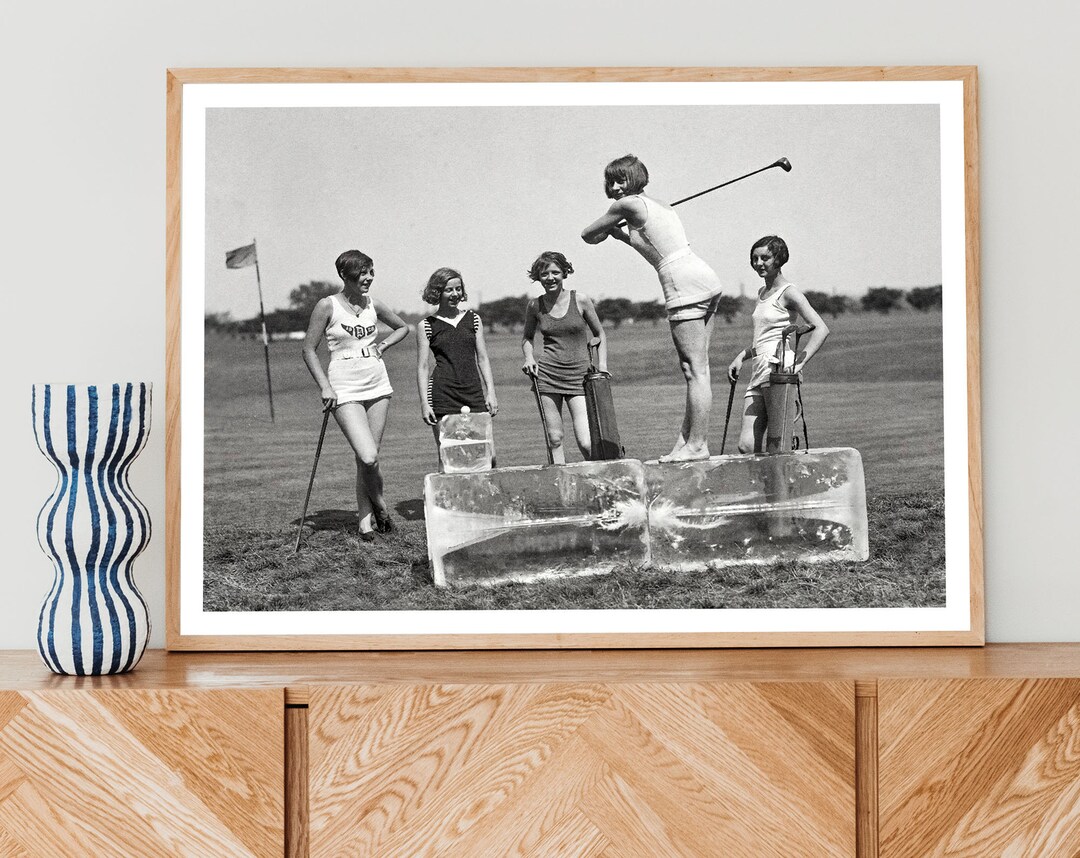 Women Golfers Poster, Vintage Wall Art, Black and White Art, Funny Golf ...