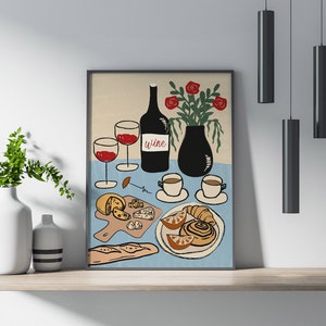 Dinner Table Poster, Vintage Kitchen Poster, Retro Food Art, Food ...