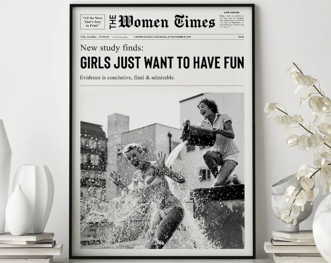 Girls Just Want to Have Fun Newspaper Print, Dorm Room Decor - Etsy