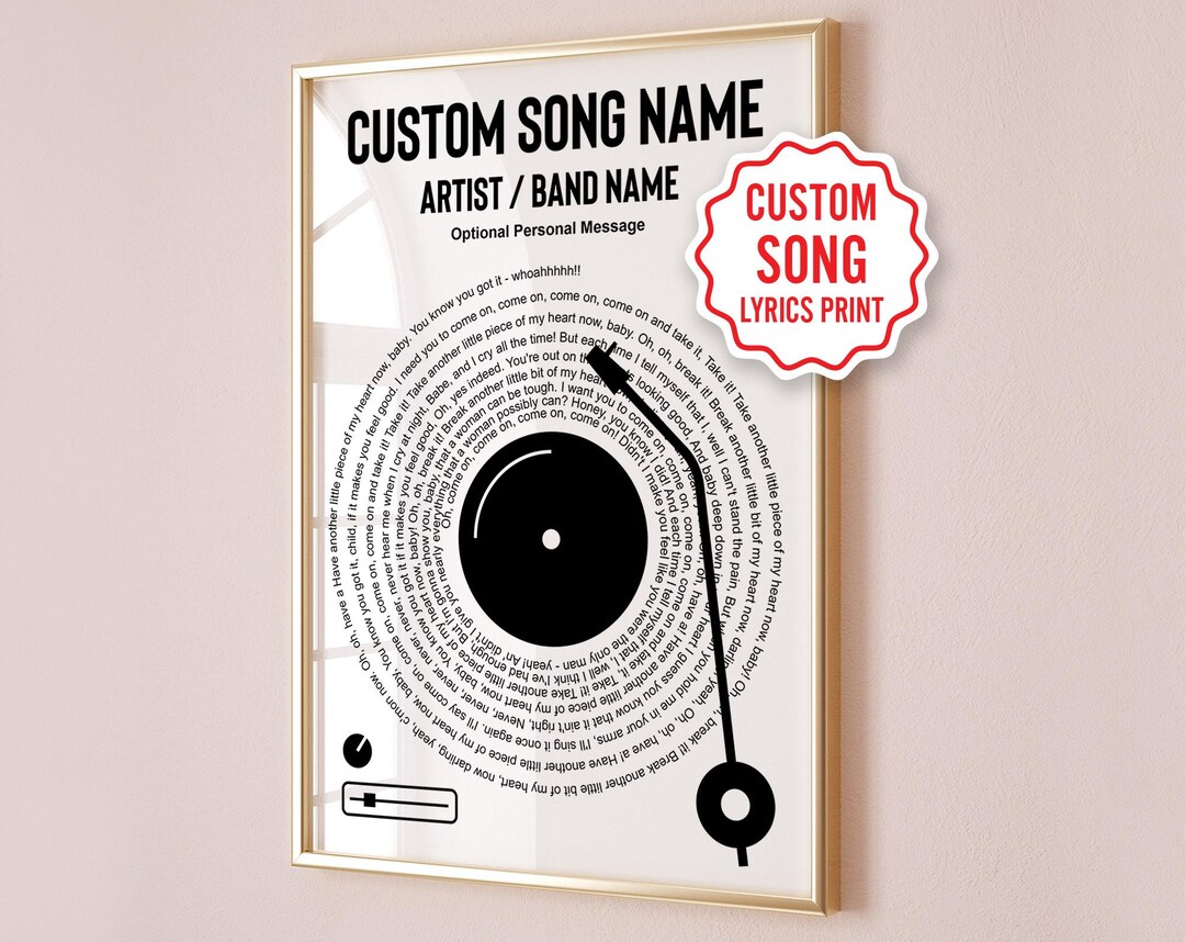 Custom Song Lyrics Print, Personalized Music Gift - Etsy