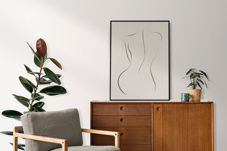 Woman Line Drawing Art Print Poster, Minimalist One Line Wall Home ...