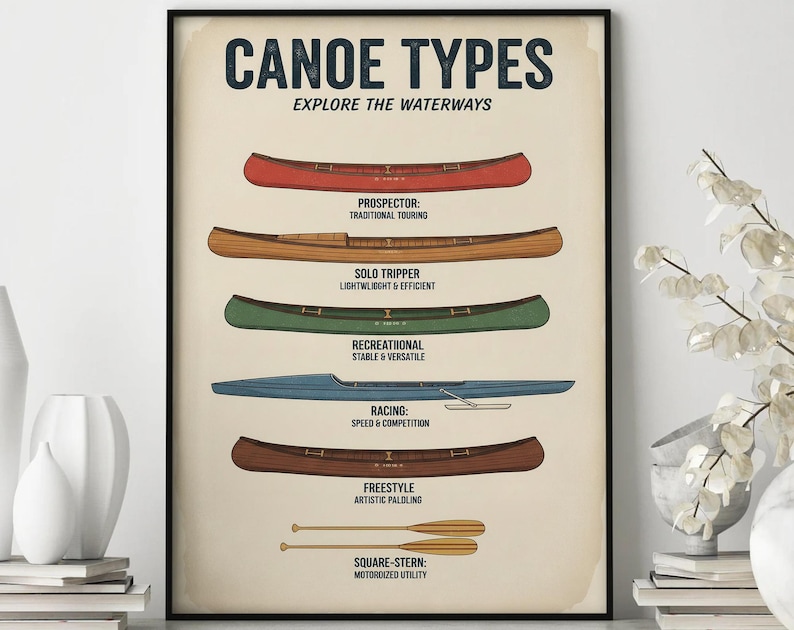 Retro Canoe Poster, Outdoors Art, Outdoor Wall Print, Office Decor ...