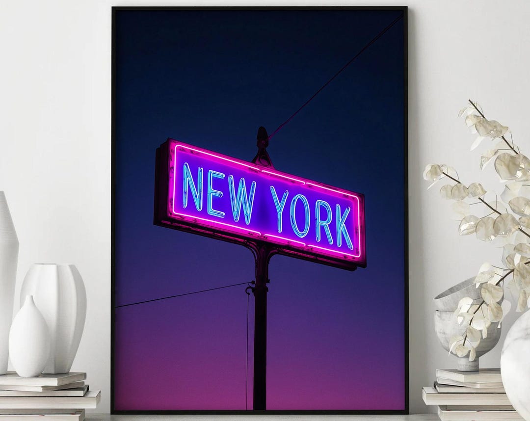 Vintage New York Neon Sign Print, Rustic Wall Decor - Etsy