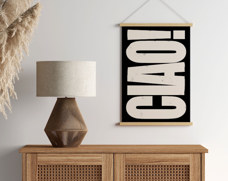 Ciao Print, Retro Italian Quote, Black and Cream Typography - Etsy