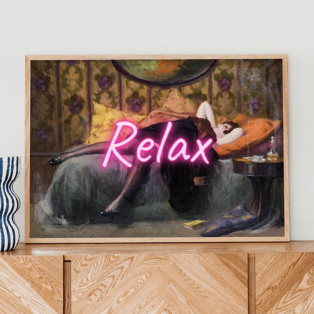 Relax Art Portrait 2, Trendy Wall Art, Pink Graffiti Poster, Vintage ...