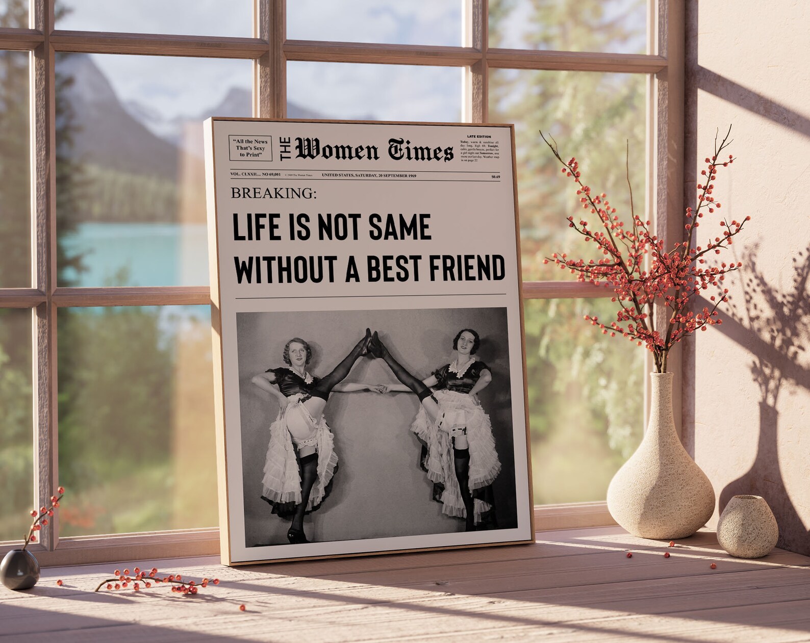 Best Friend Gift, Newspaper Print, Girl Dorm Room Art, Best Friend Fun ...