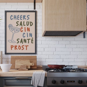 Cheers Print, Salud Print, Cin Print, Santé Print, Prost Print, Cheers Sign, Bar Cart Wall Decor ...