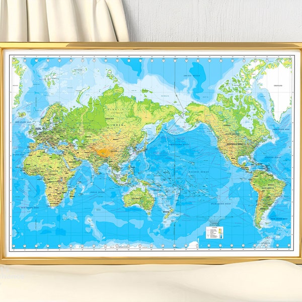 World Map Detailed Poster - Etsy