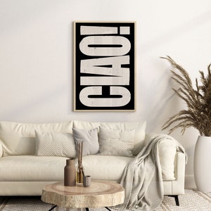 Ciao Print, Italian Quote Wall Art, Black and Cream Quote Poster, Retro ...