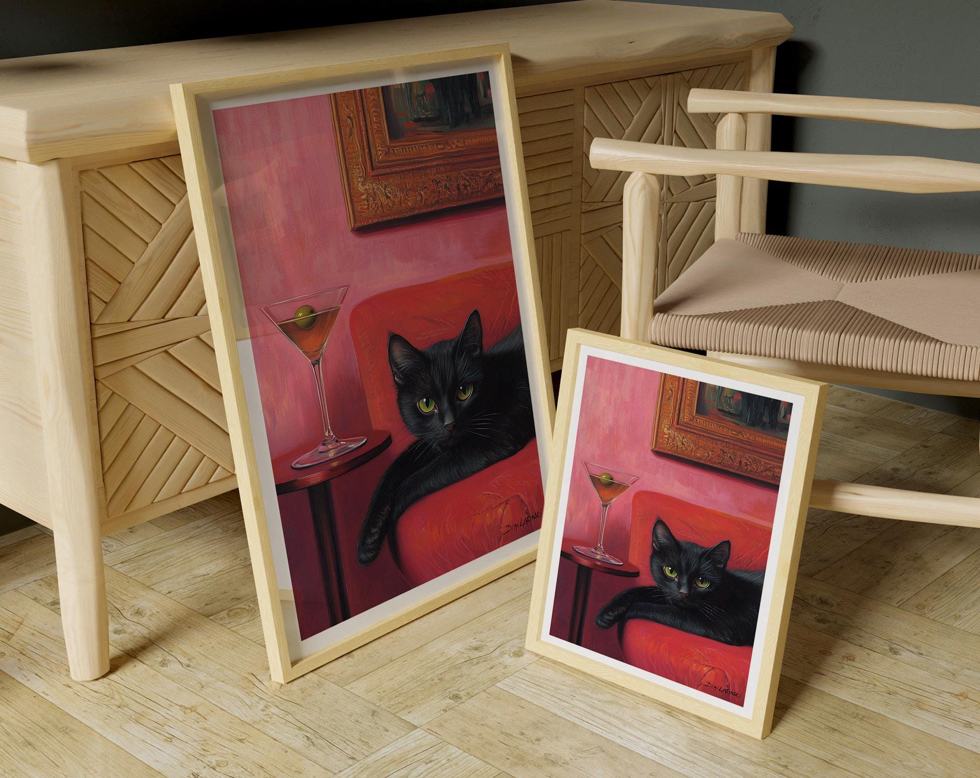 Black Cat Martini Art Print, Whimsical Bar Decor - Etsy