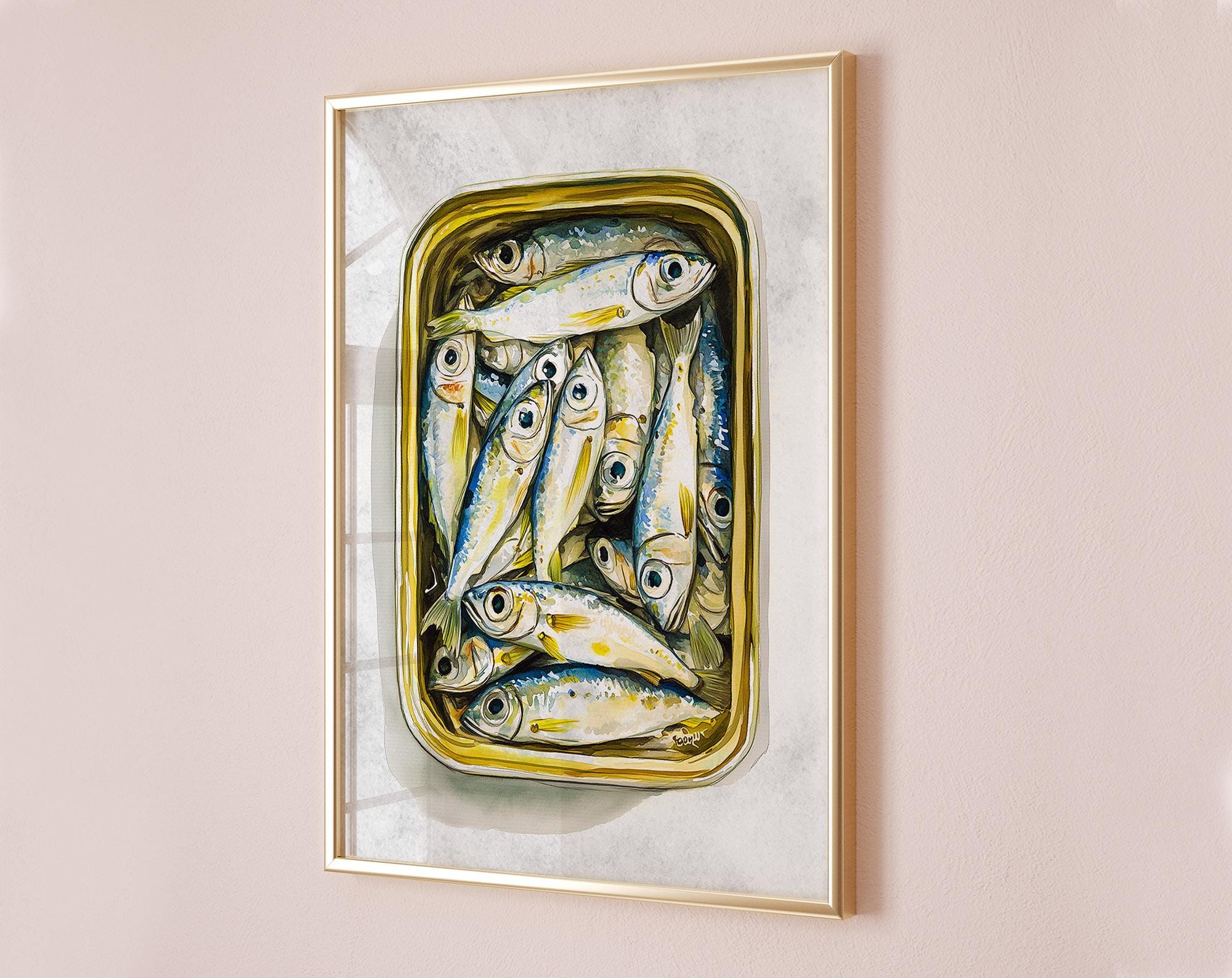 Tinned Sardines Print, Retro Kitchen Poster, Sardine Lover Gift - Etsy