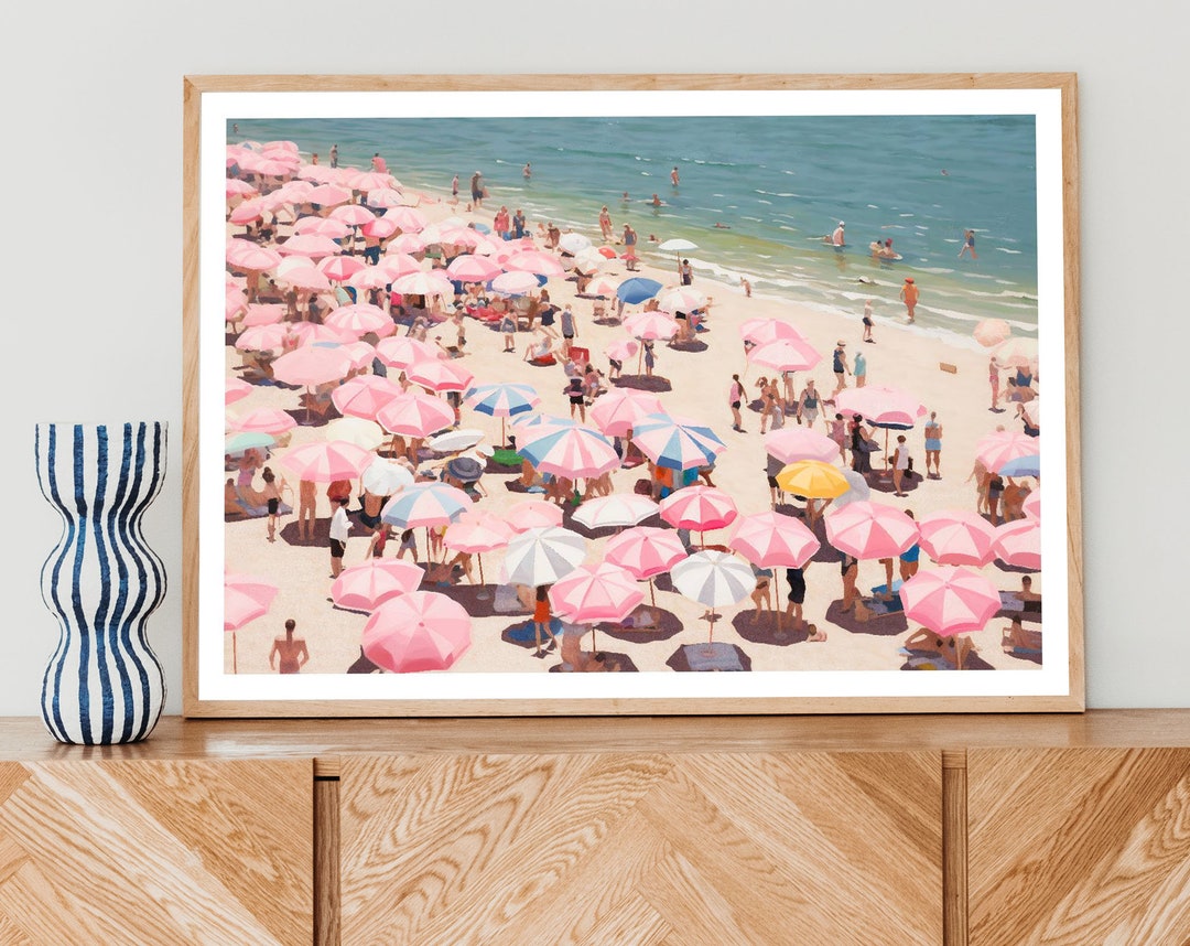Vintage Beach Poster Print Abstract Coastal Art Girly - Etsy