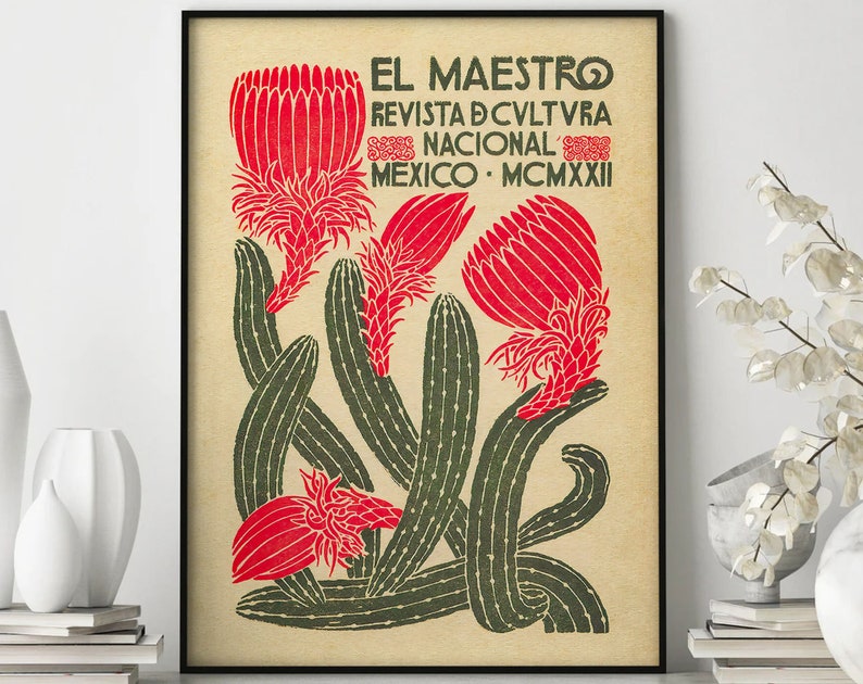 Mexican Cactus Exhibition Art Poster, Vintage Travel Print - Etsy
