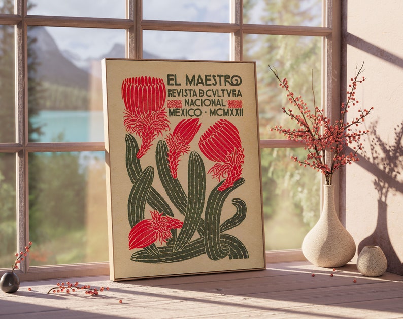 Mexican Cactus Exhibition Art Poster, Vintage Travel Print - Etsy