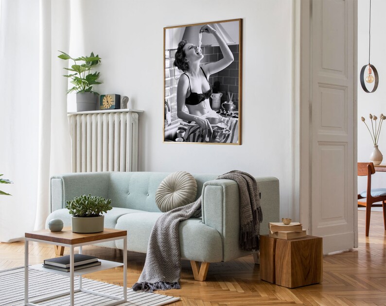 Spaghetti Woman Poster, Black & White Kitchen Art - Etsy
