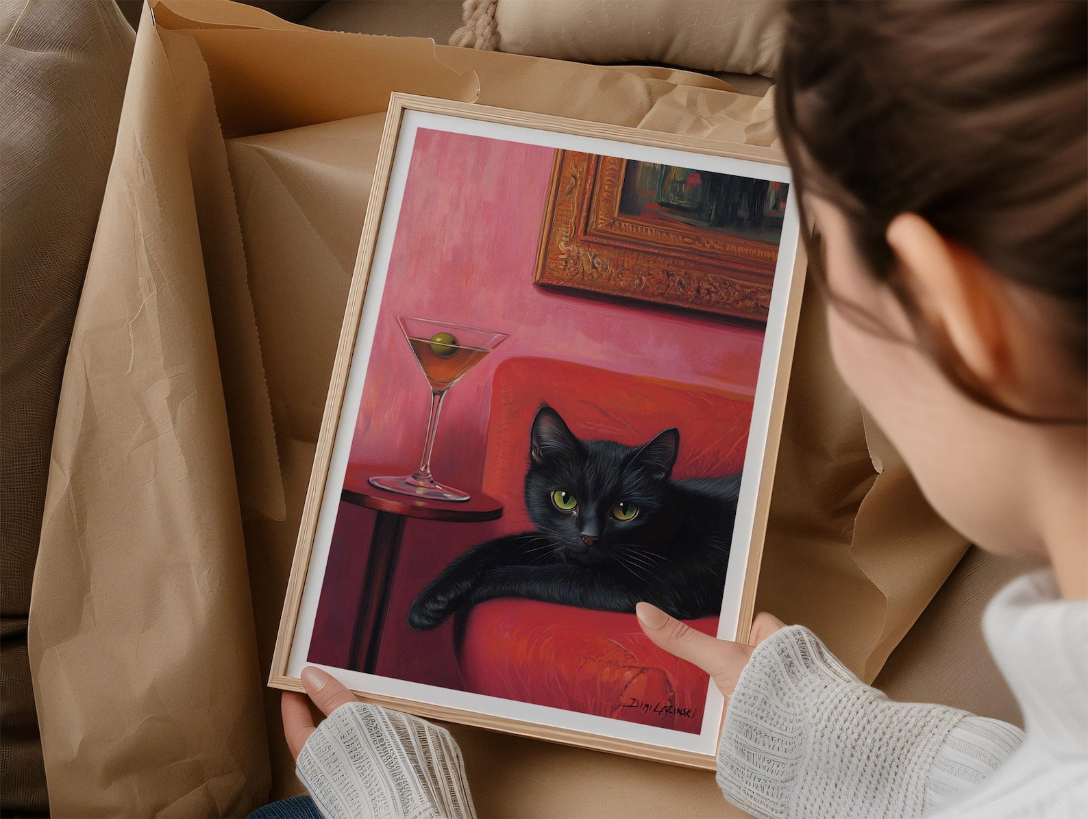 Black Cat Martini Art Print, Whimsical Bar Decor - Etsy